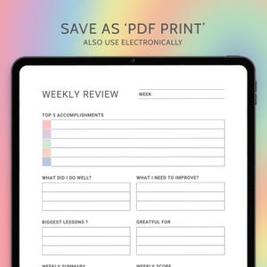 Weekly Review Printable Insert Template Weekly Reflection Journal Pages ...