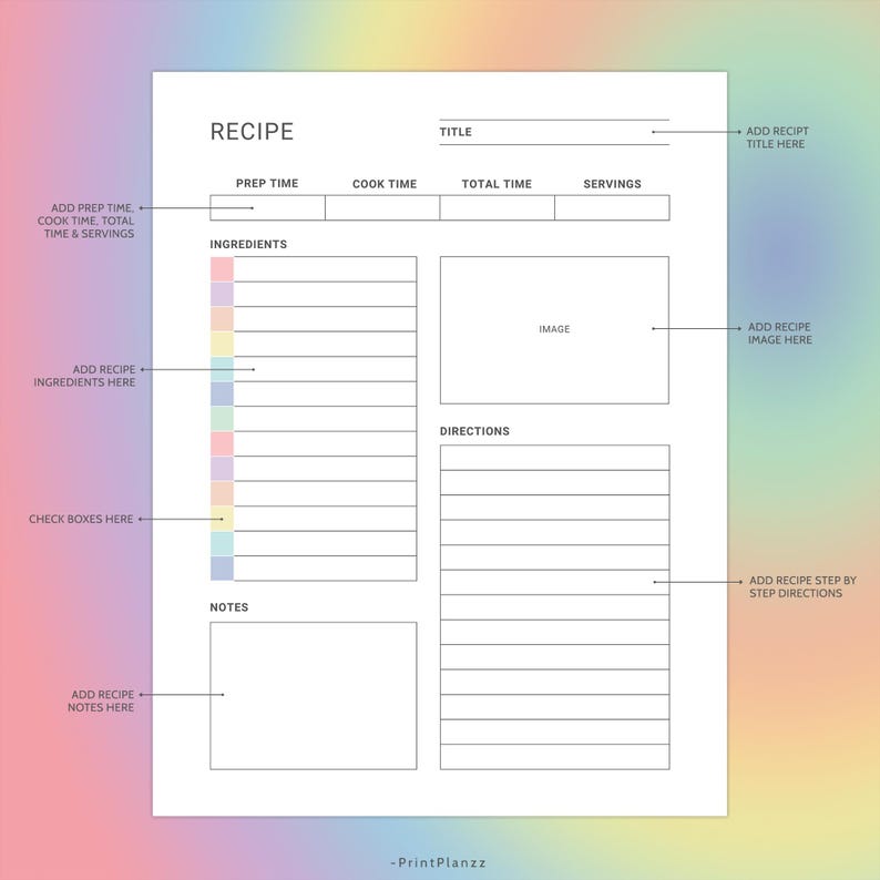 Recipe Template Printable Recipe Book Template Printable Blank Recipe ...