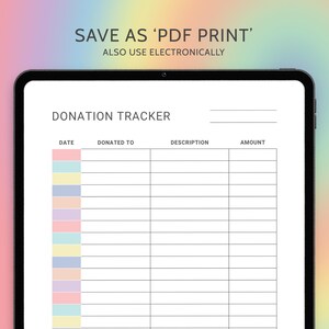 Donation Tracker Printable Tithe Tracker Charitable Donation Financial ...