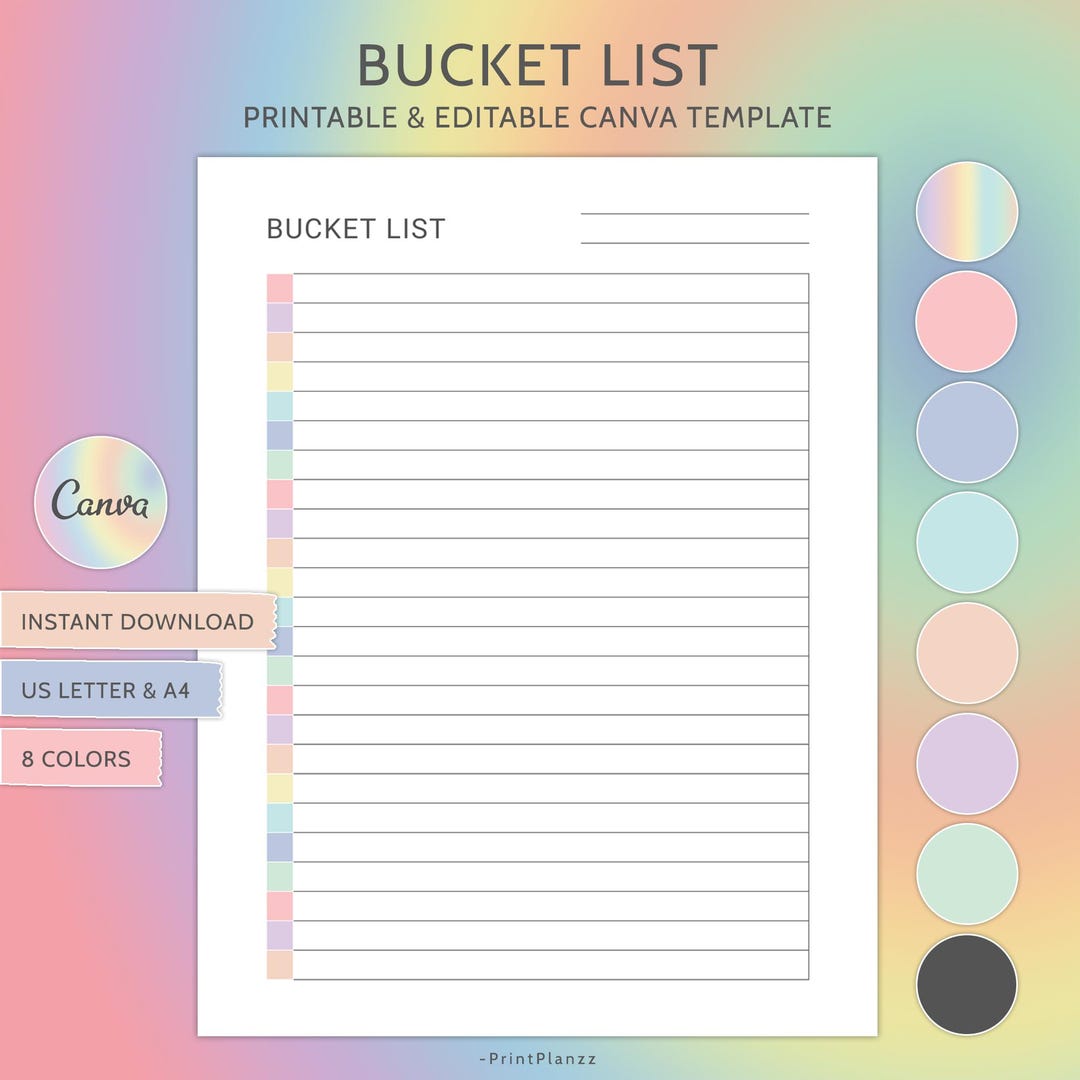 Bucketlist 2025 New Year Bucket List Printable Goal Tracker Bucket List ...