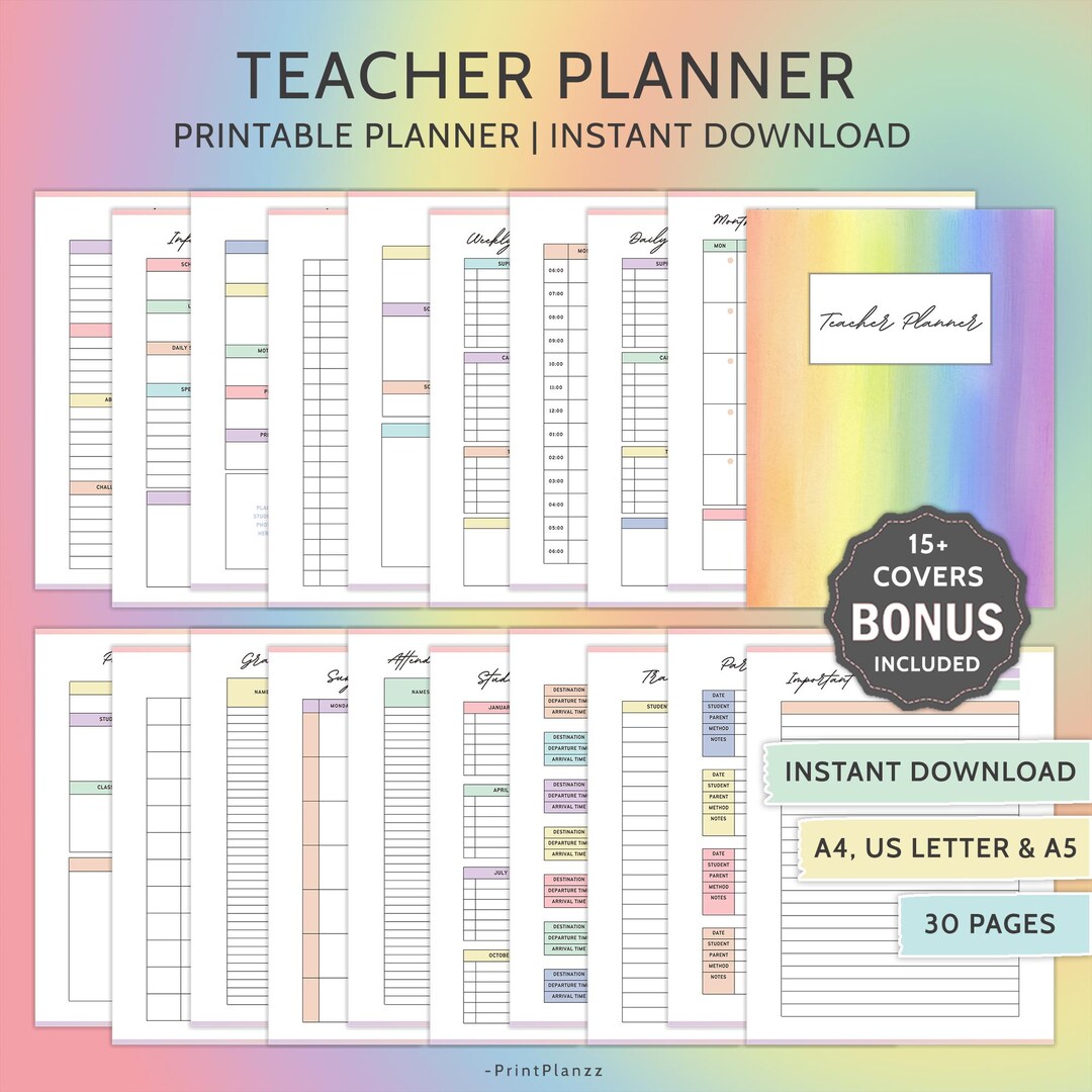 Teacher Planner Printable Undated Teaching Binder Lesson Planner ...