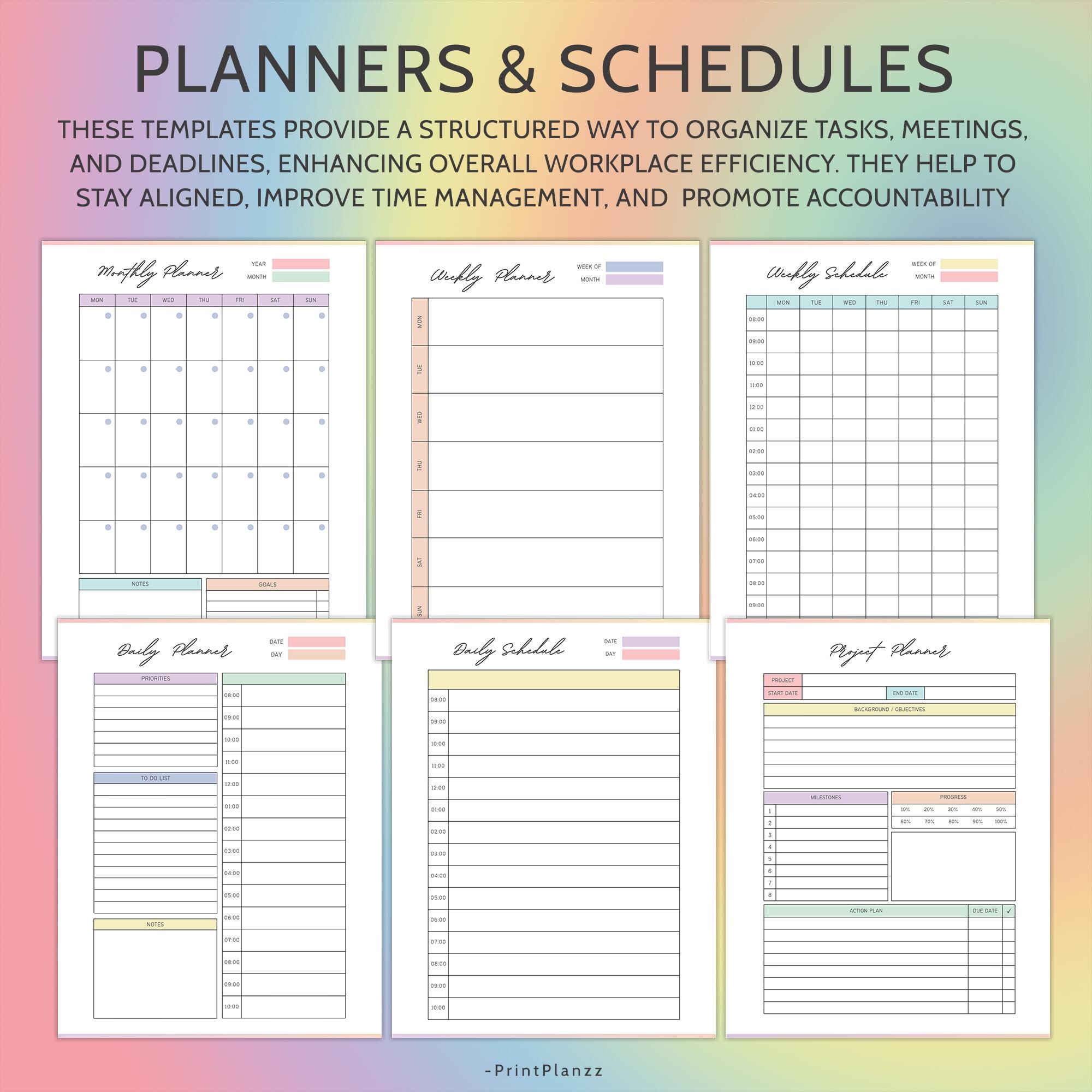 Work Planner Printable Office Planner PDF Work Day Planner Productivity ...