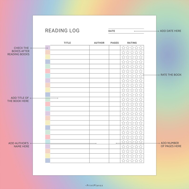 Reading Log Printable Journal Page Canva Editable Reading Tracker Books ...