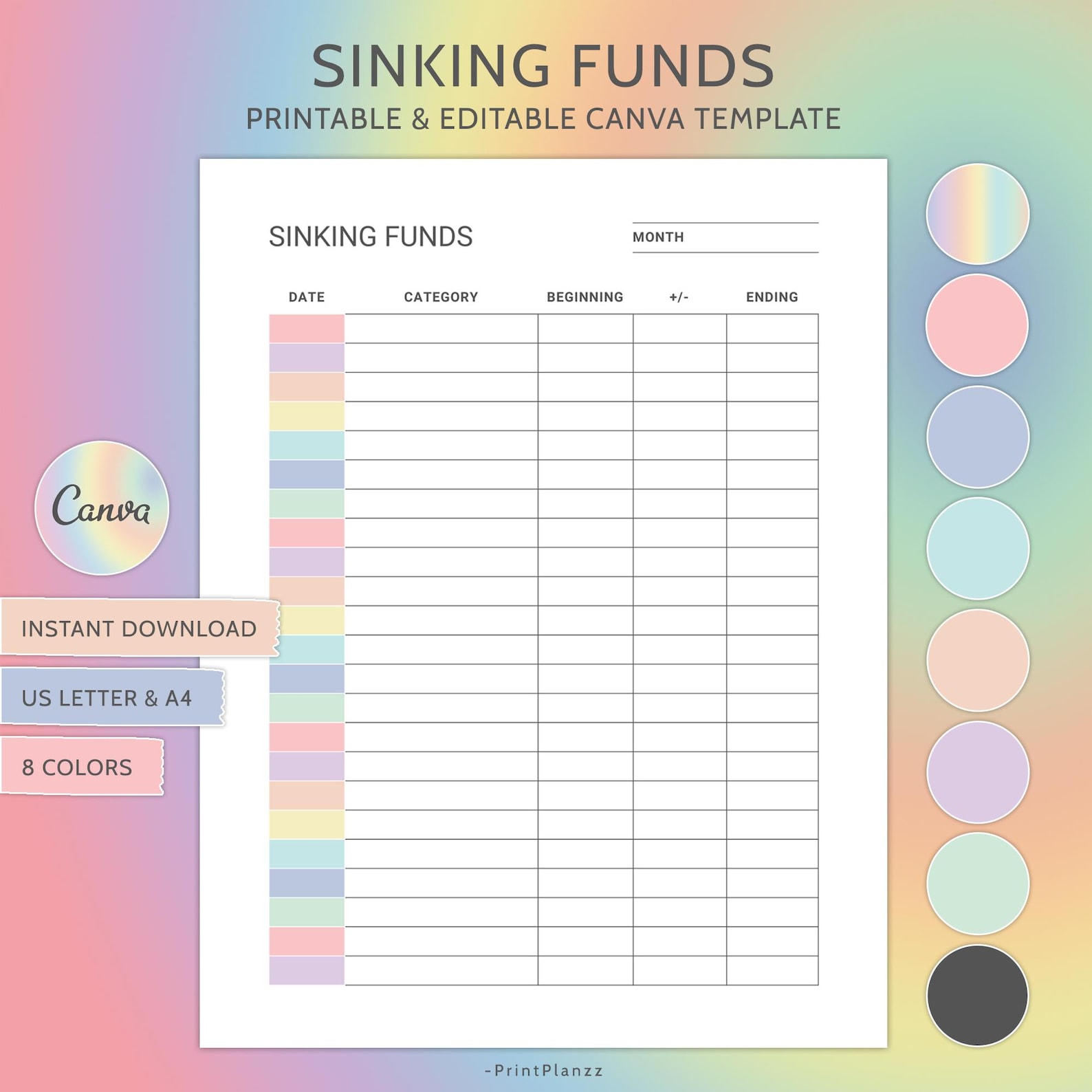 Sinking Funds Tracker Printable Sinking Funds Tracker Template Monthly ...