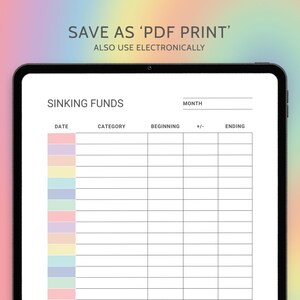 Sinking Funds Tracker Printable Sinking Funds Tracker Template Monthly ...