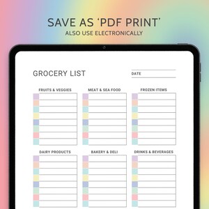 Grocery List Printable Template Canva Editable Grocery List Food ...