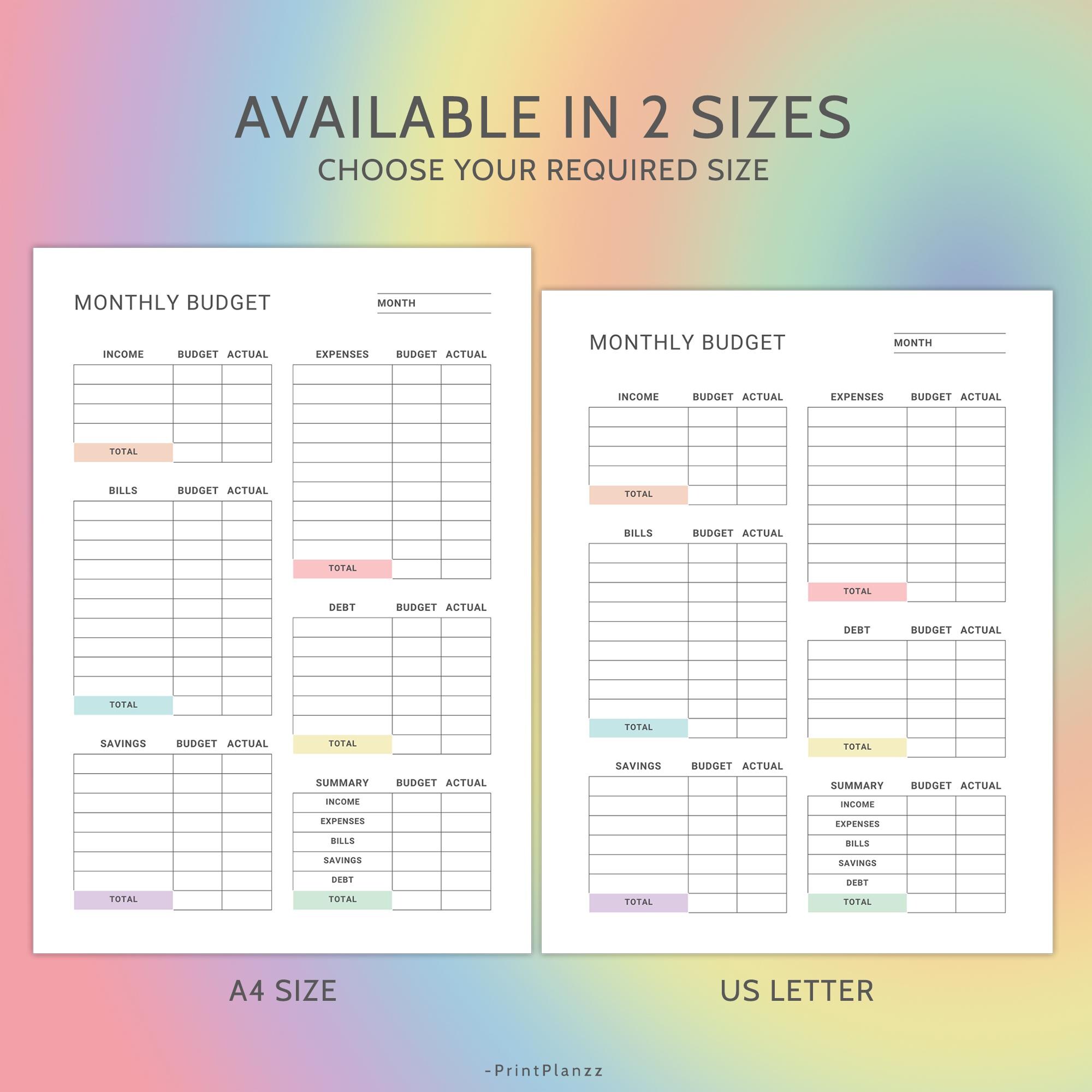 Monthly Budget Printable Financial Overview Editable Canva Template ...