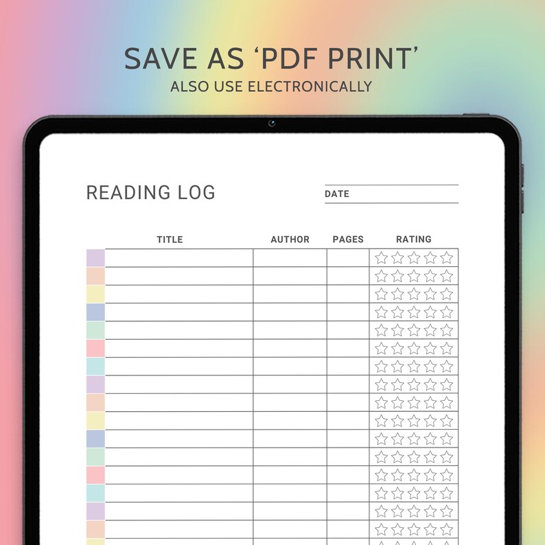 Reading Log Printable Journal Page Canva Editable Reading Tracker Books ...