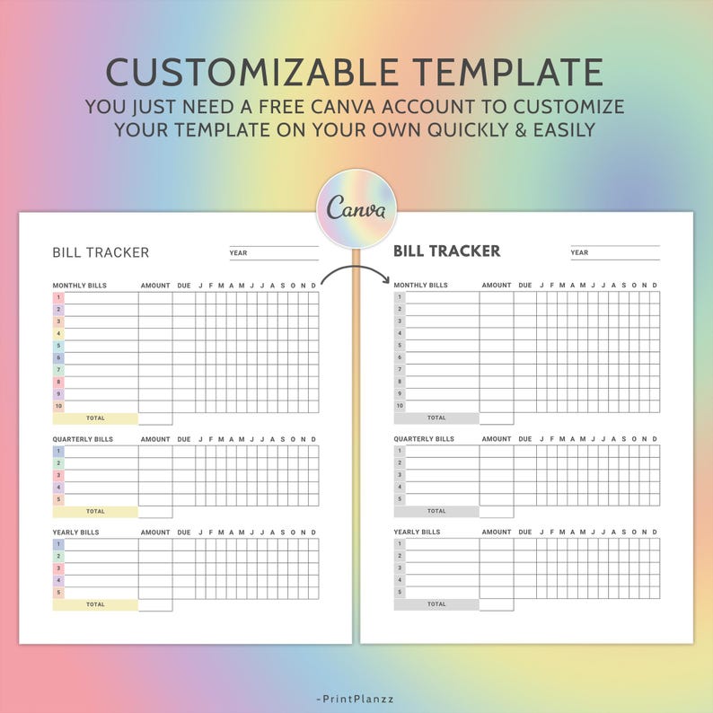 Bill Payment Tracker Printable Bill Tracker Bill Organizer & Checklist ...