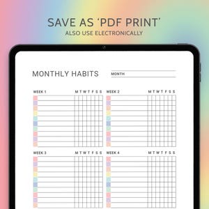 Monthly Habit Tracker Printable Editable Canva Template Digital Habit ...