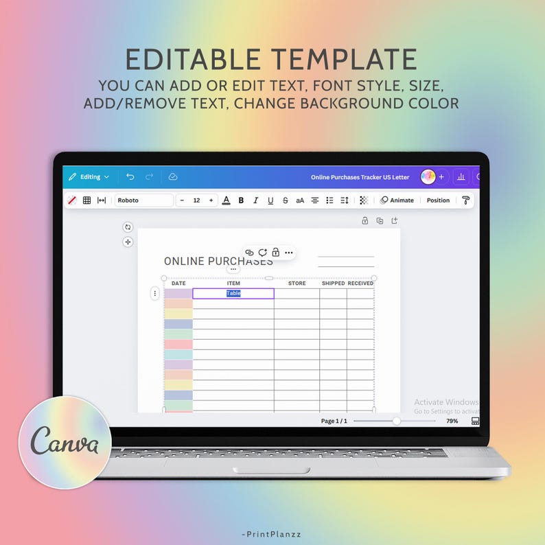 Online Purchases Tracker Printable Online Shopping Tracker Canva ...