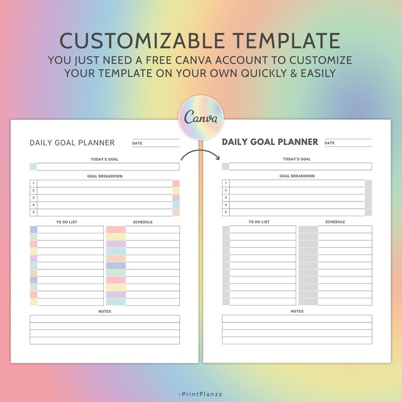 Daily Goal Planner Printable Daily to Do List Printable Daily Planner ...