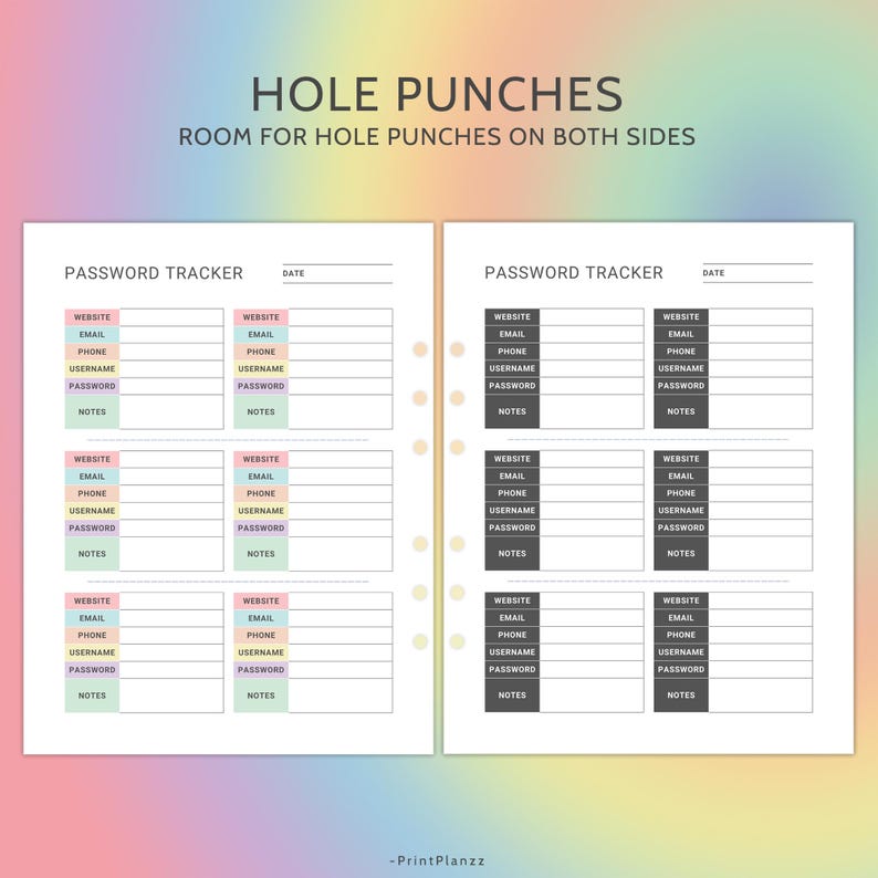 Password Tracker Printable Password Log Password Keeper Password ...