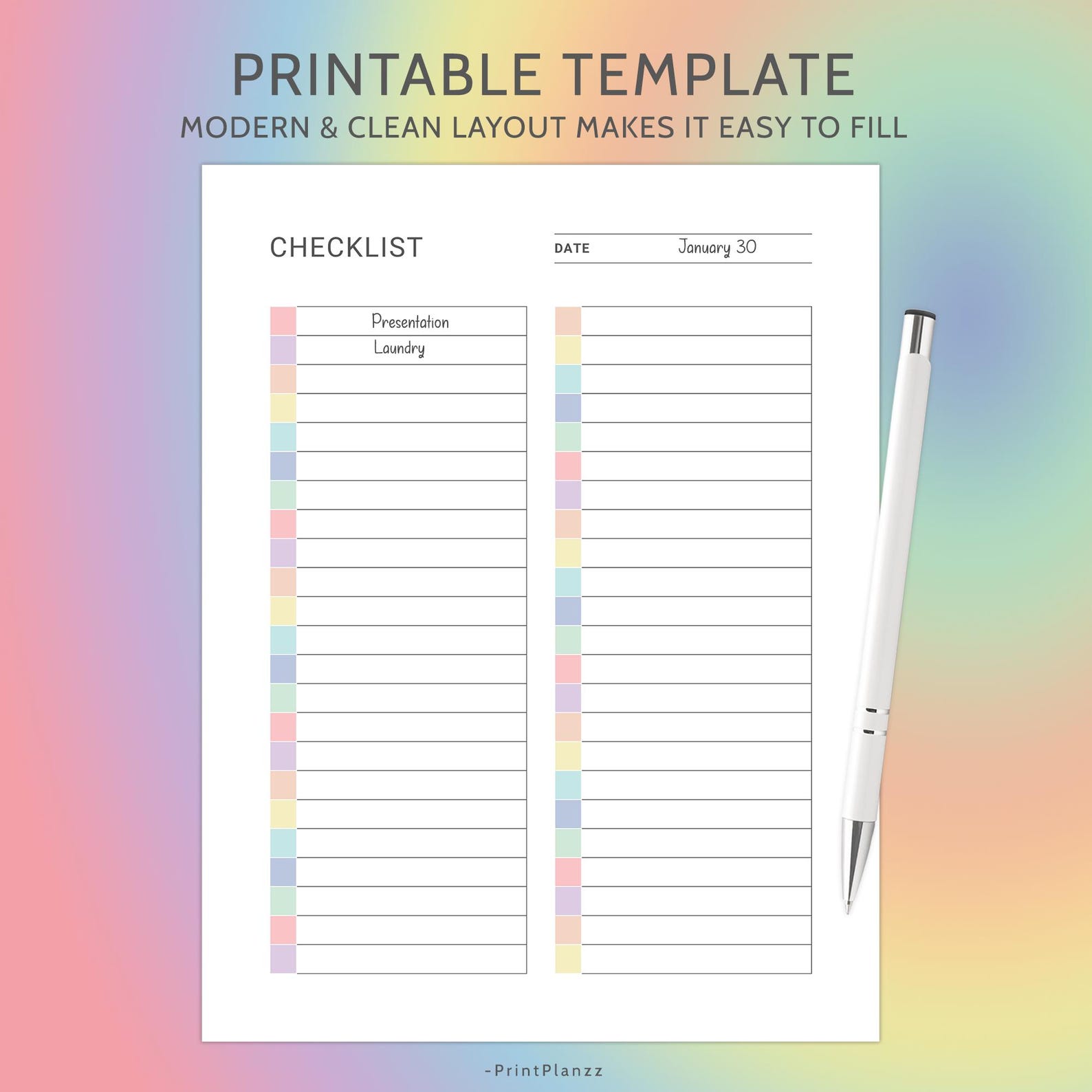 Blank Checklist Printable PDF Blank to Do List Editable Canva ...