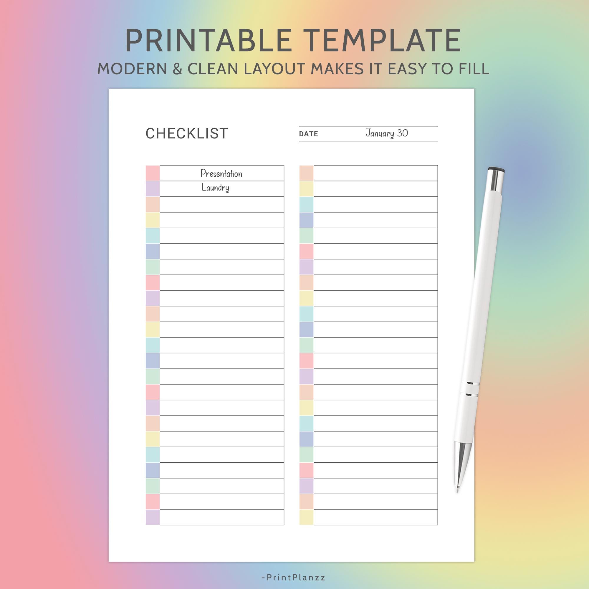Blank Checklist Printable PDF Blank to Do List Editable Canva ...