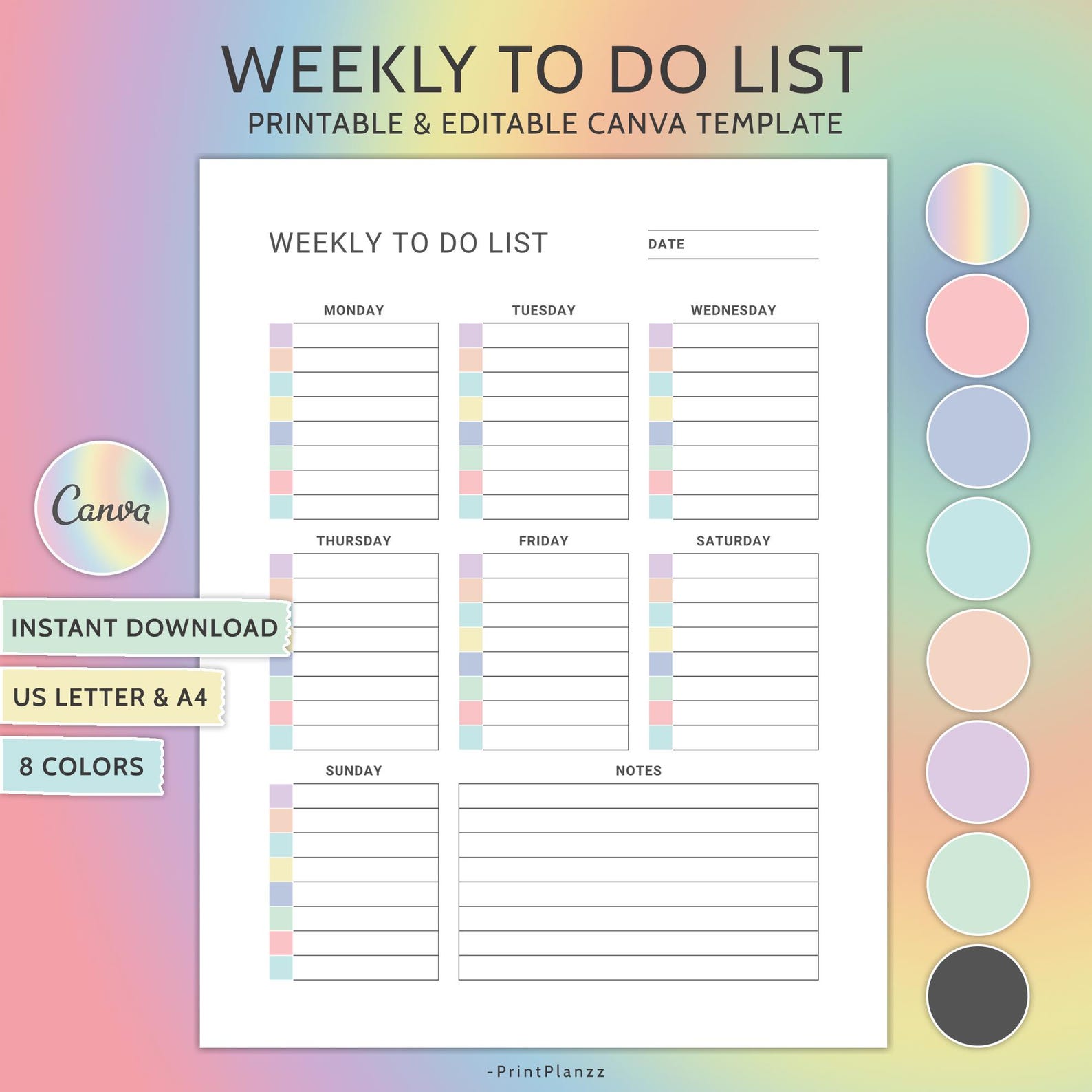 Weekly to Do List Printable Weekly Task List Template Weekly Planner ...
