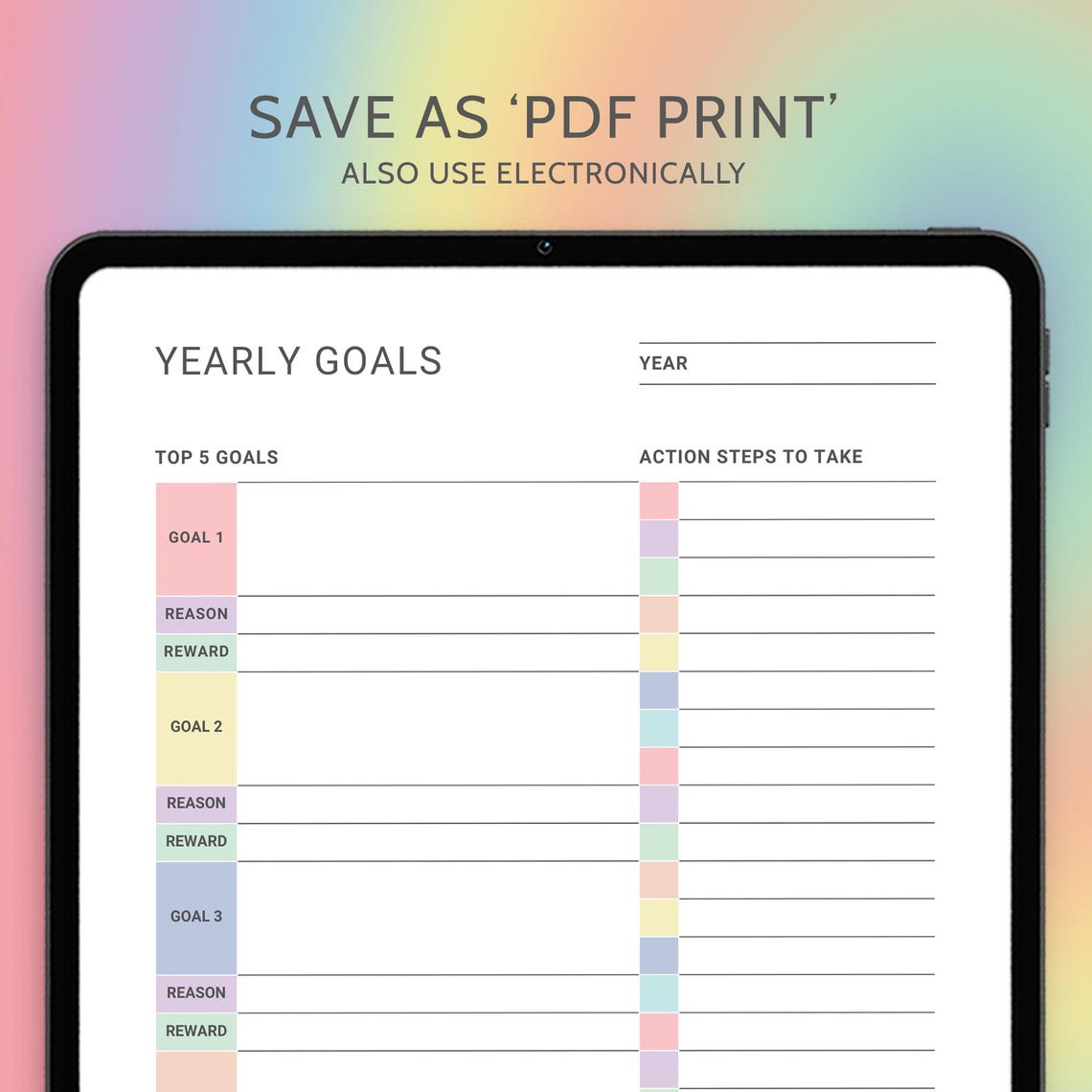 Yearly Goals Printable Template Editable Canva Template Yearly Goal ...