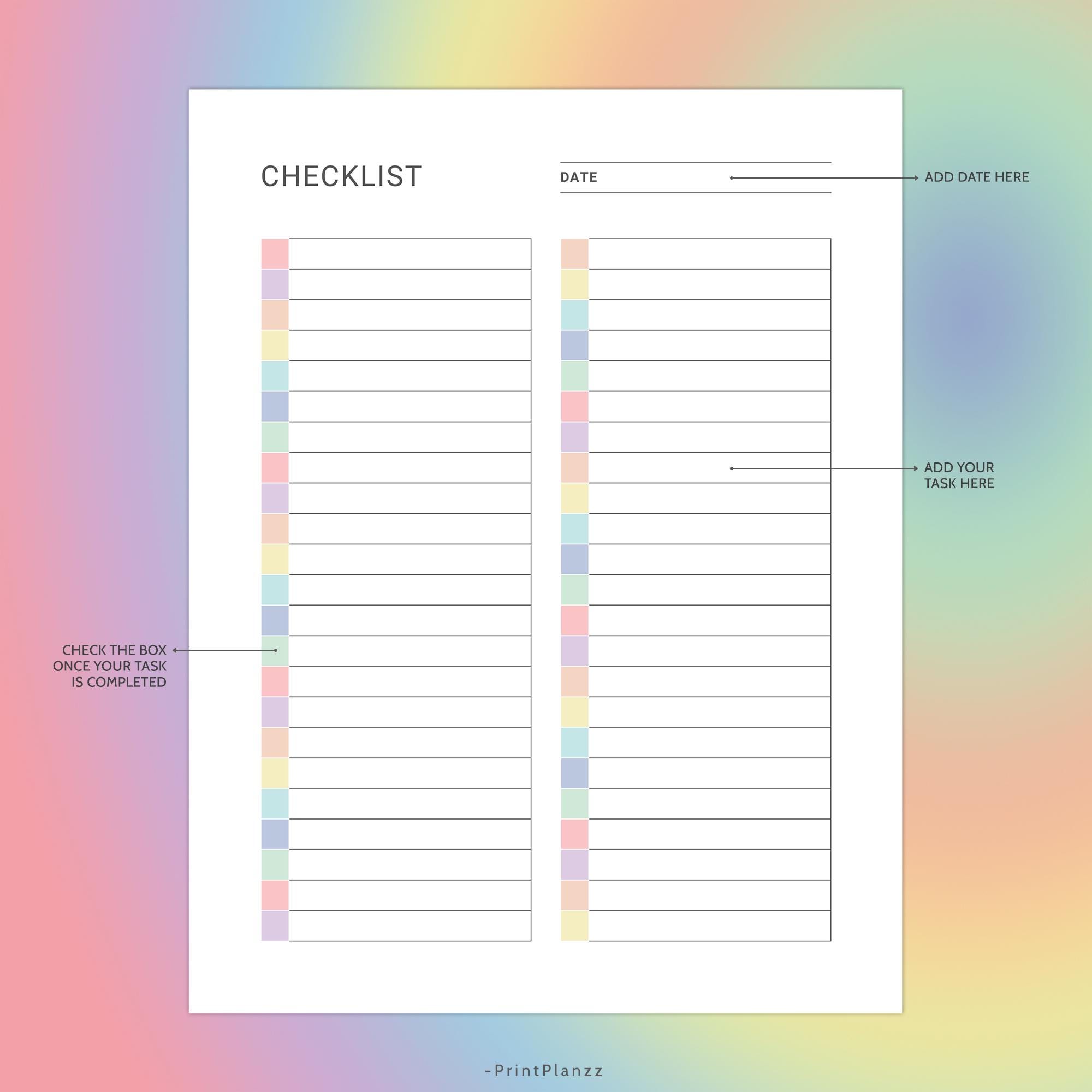 Blank Checklist Printable PDF Blank to Do List Editable Canva ...