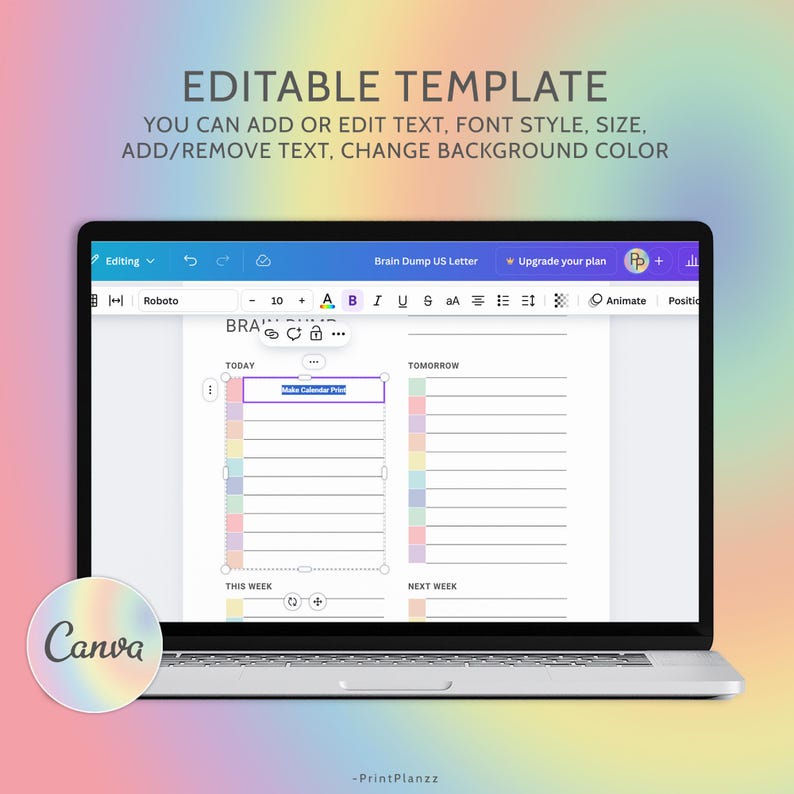 Brain Dump Template to Do List Printable ADHD Daily Planner ...