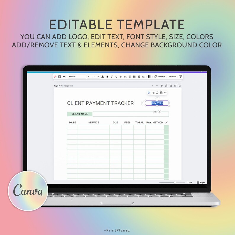 Payment Tracker PDF Printable Client Payment Log Editable Payment ...