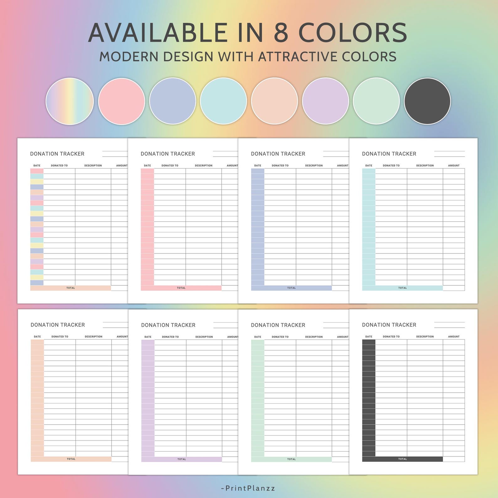 Donation Tracker Printable Tithe Tracker Charitable Donation Financial ...