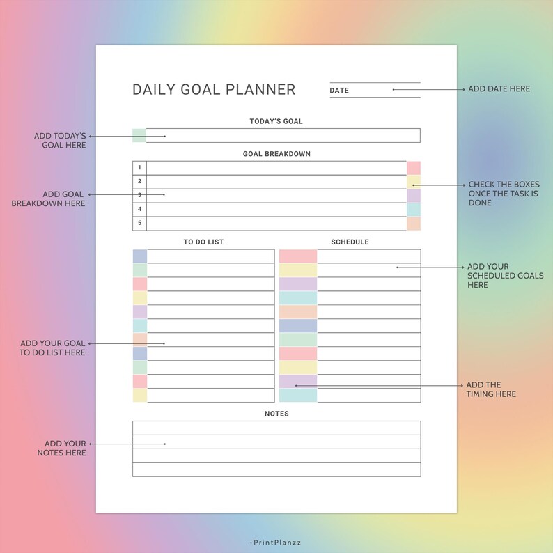 Daily Goal Planner Printable Daily to Do List Printable Daily Planner ...