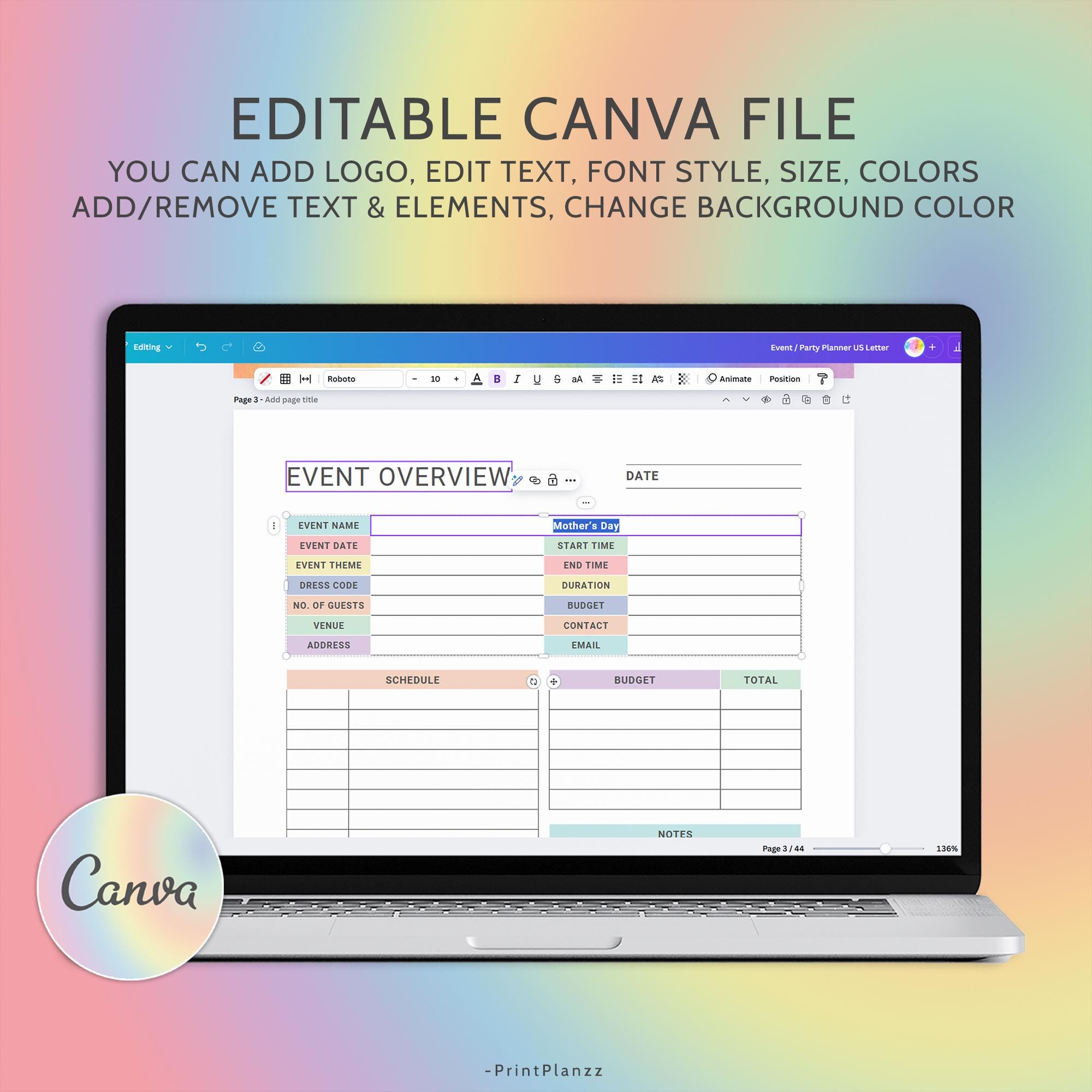 Event Planner Printable Party Planner Bundle Editable Party Event ...