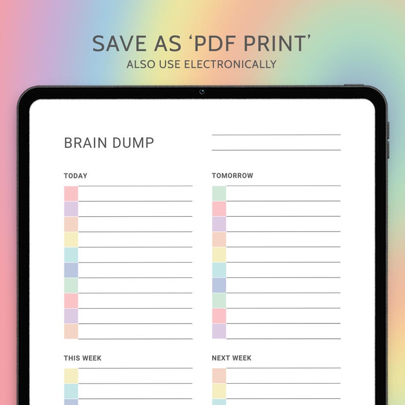 Brain Dump Template to Do List Printable ADHD Daily Planner ...
