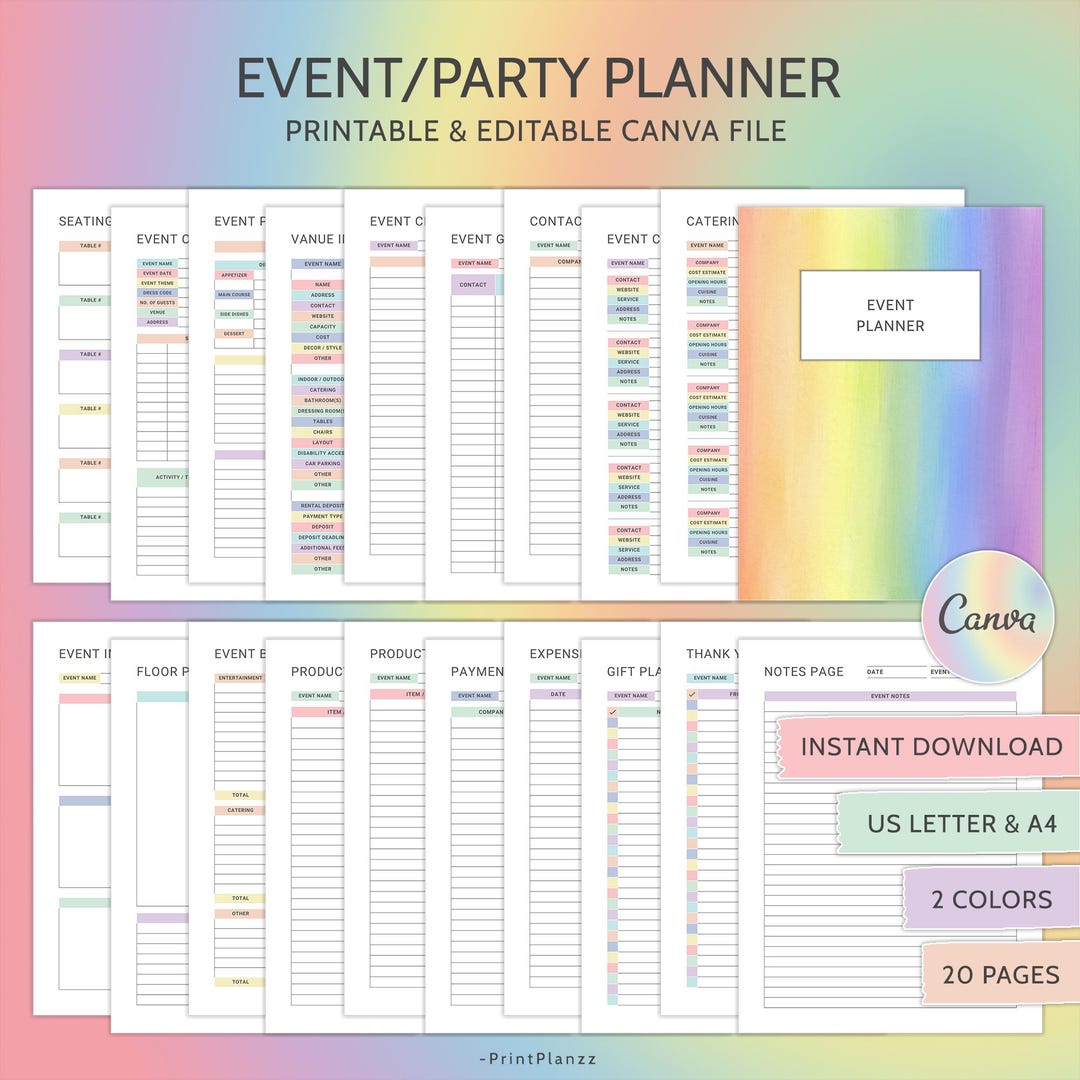 Event Planner Printable Party Planner Bundle Editable Party Event ...