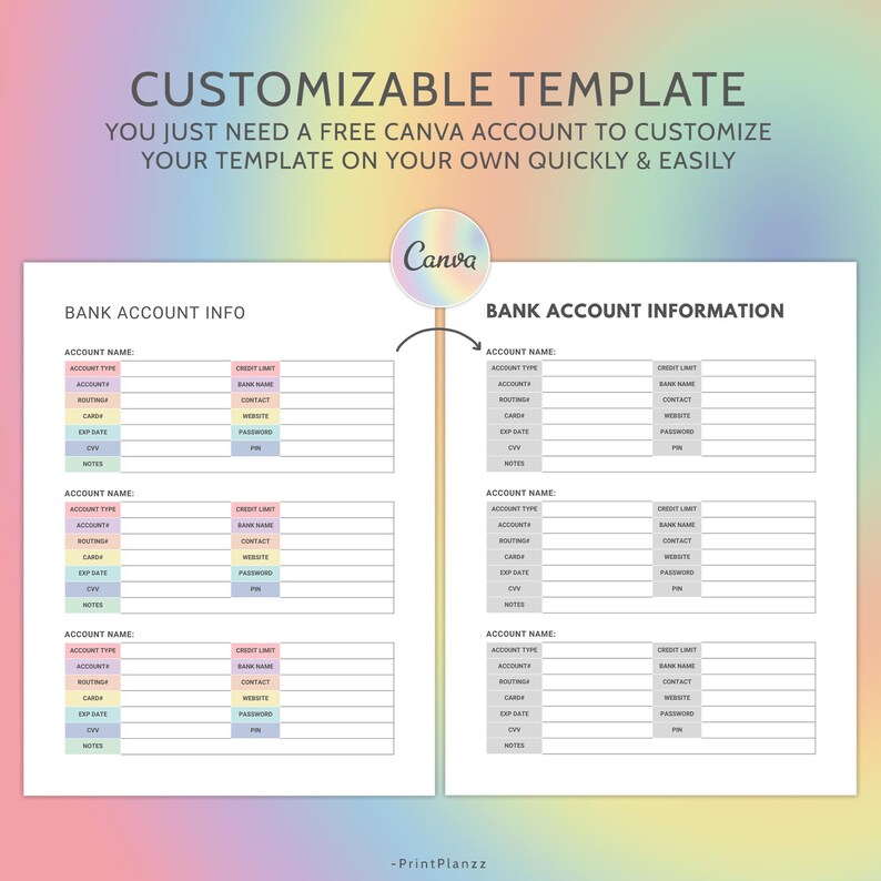 Bank Account Info Bank Account Tracker Bank Account Information ...