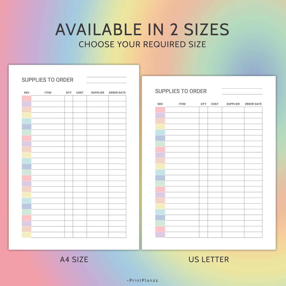 Supplies to Order Supplies Tracker Printable Inventory Tracker Small ...