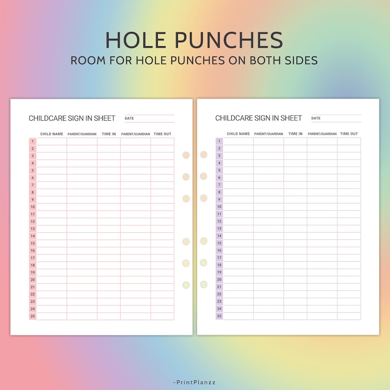 Editable Sign in Log Printable Childcare Sign in Sheet Childcare Daily ...