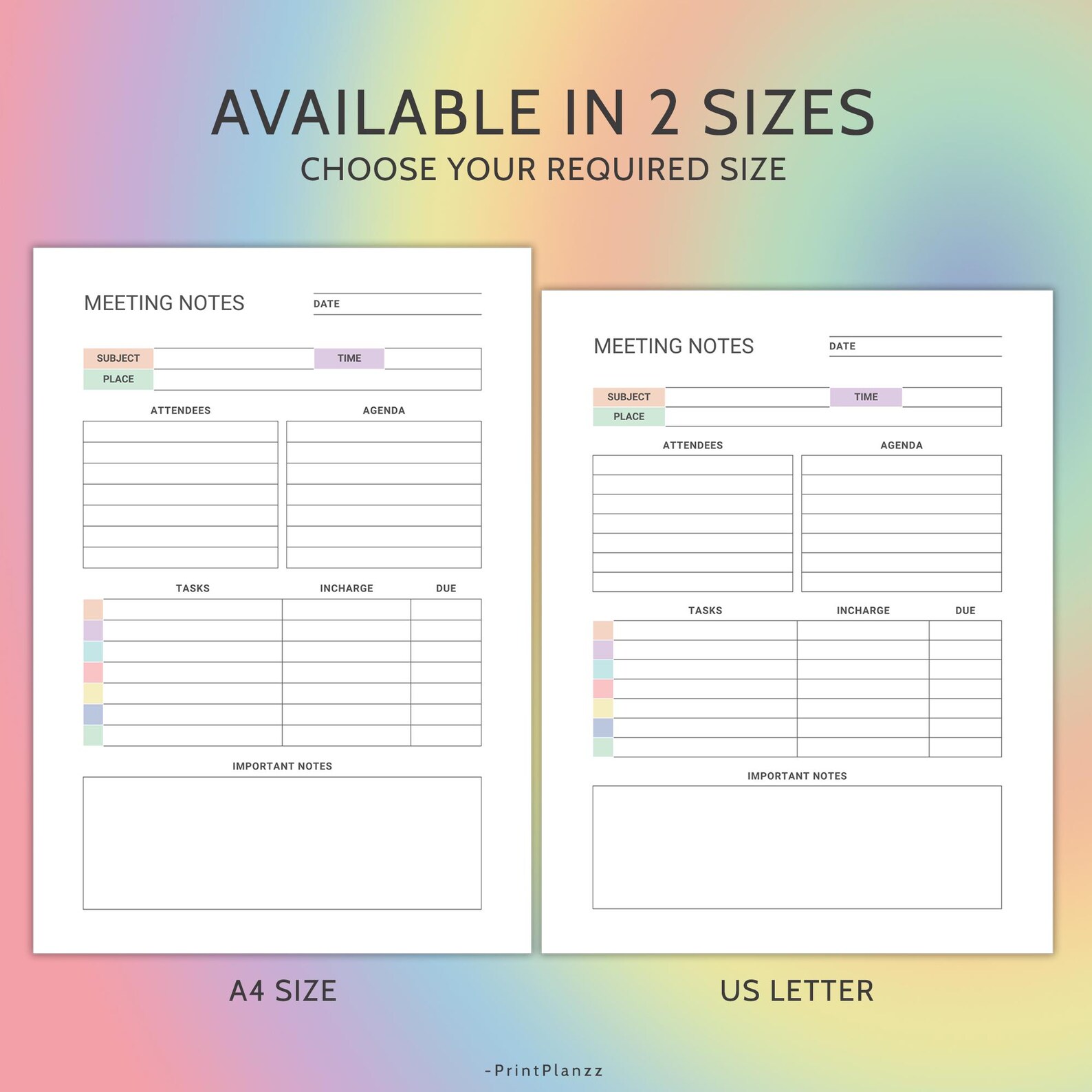 Meeting Notes Printable Meeting Minutes Template PDF Editable Meeting ...