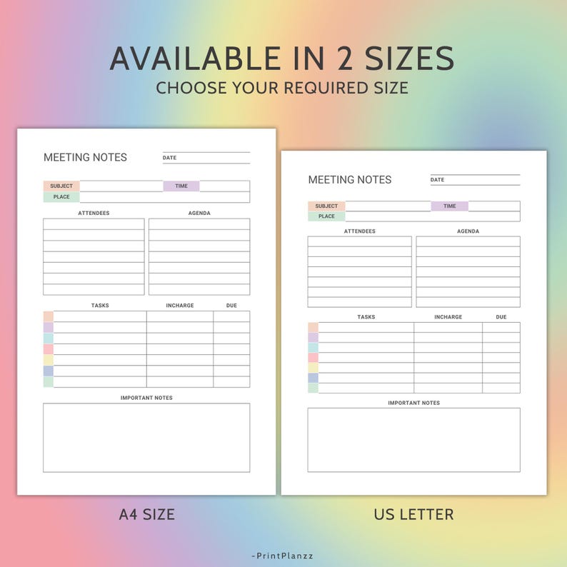 Meeting Notes Printable Meeting Minutes Template PDF Editable Meeting ...