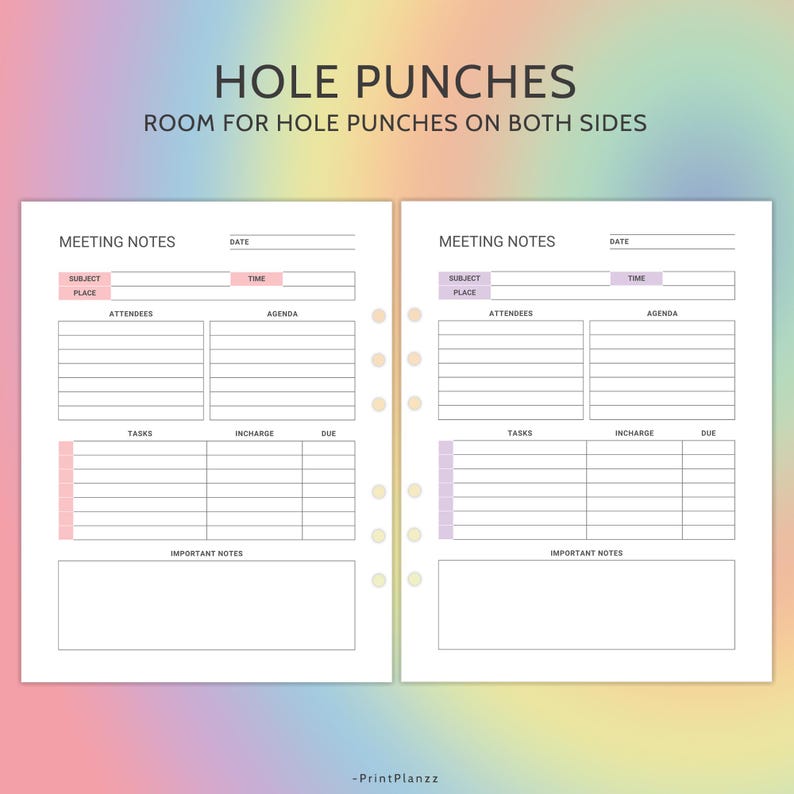 Meeting Notes Printable Meeting Minutes Template PDF Editable Meeting ...