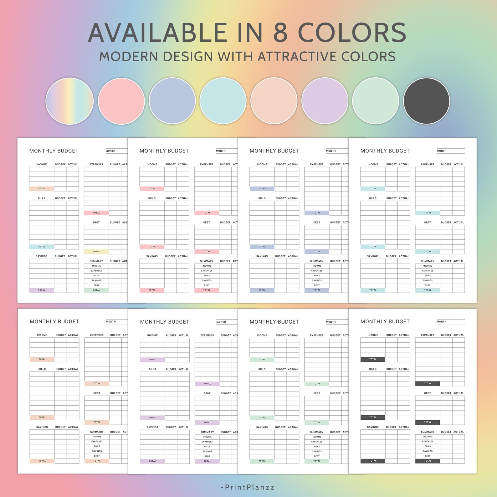 Monthly Budget Printable Financial Overview Editable Canva Template ...