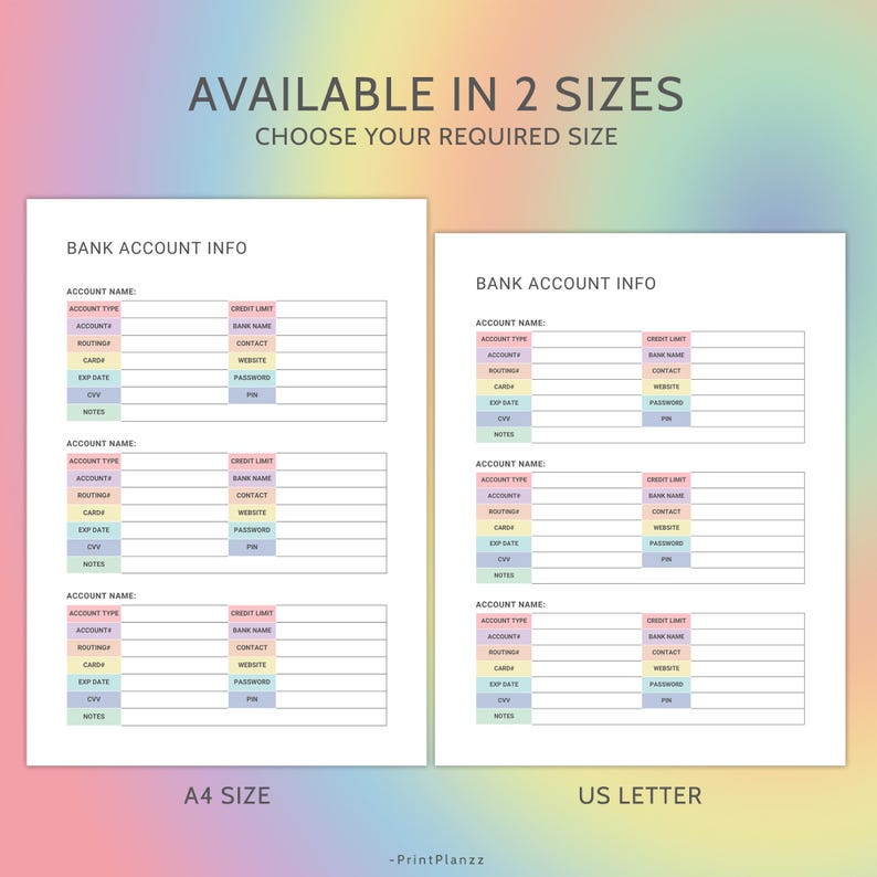 Bank Account Info Bank Account Tracker Bank Account Information ...