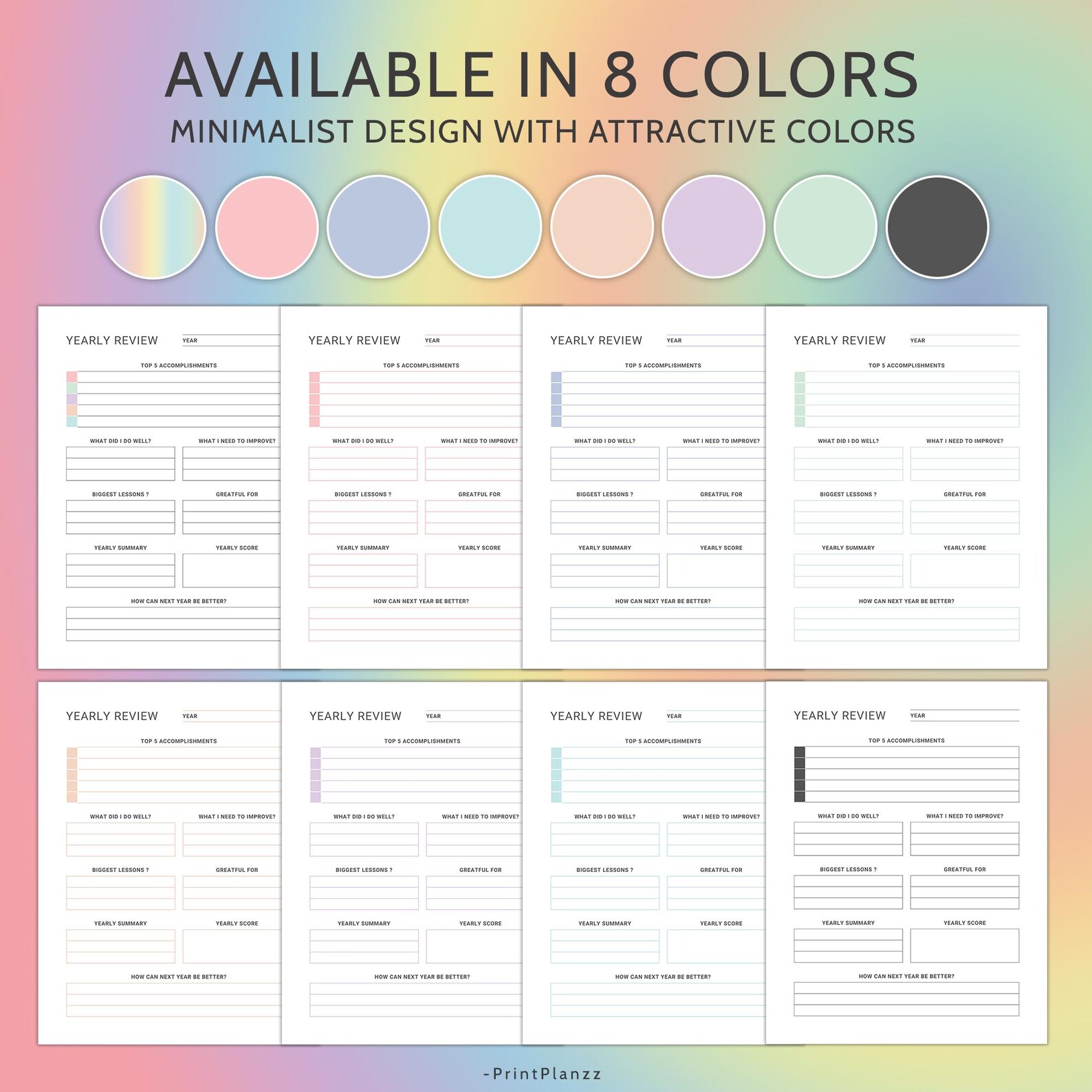 Yearly Review Template Yearly Reflection Annual Review Yearly Goals ...