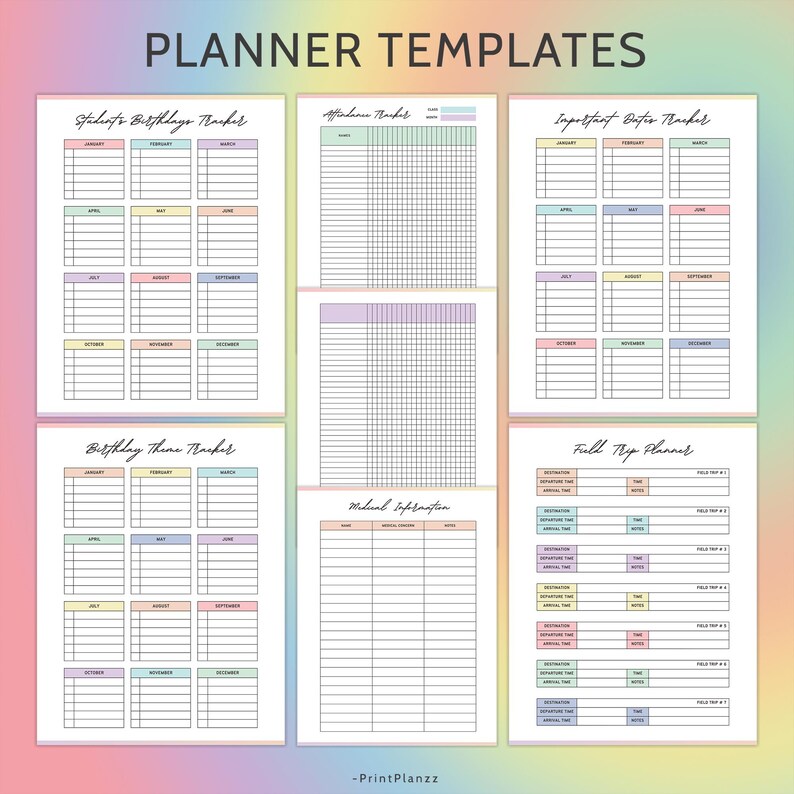 Teacher Planner Printable Undated Teaching Binder Lesson Planner ...