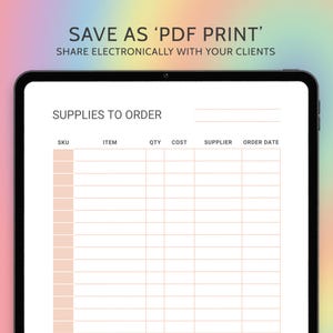 Supplies to Order Supplies Tracker Printable Inventory Tracker Small ...