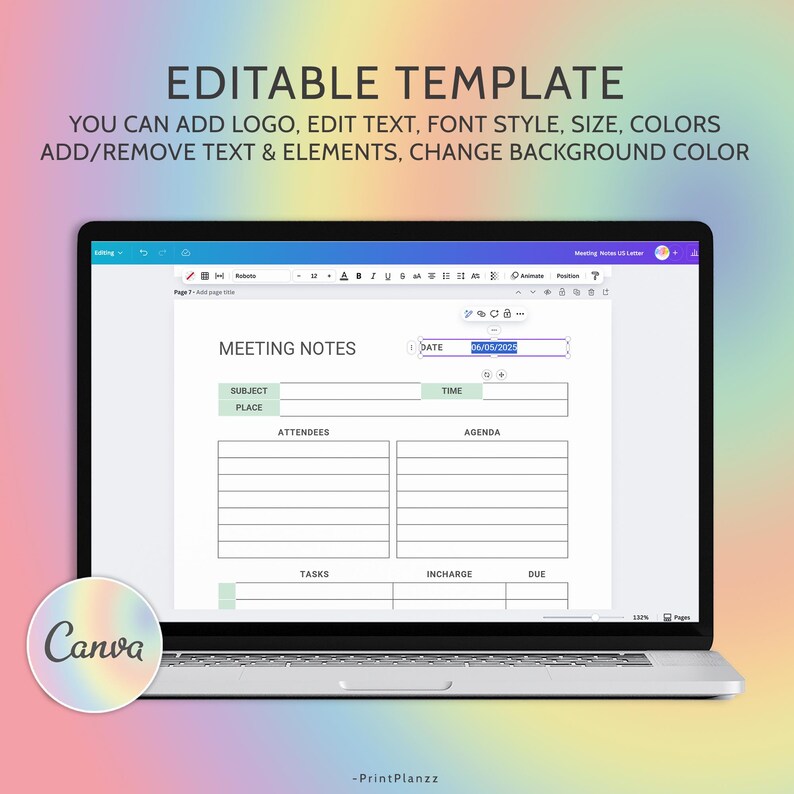 Meeting Notes Printable Meeting Minutes Template PDF Editable Meeting ...