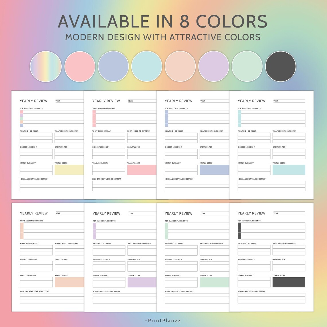Yearly Review Template Yearly Reflection Annual Review Yearly Goals ...