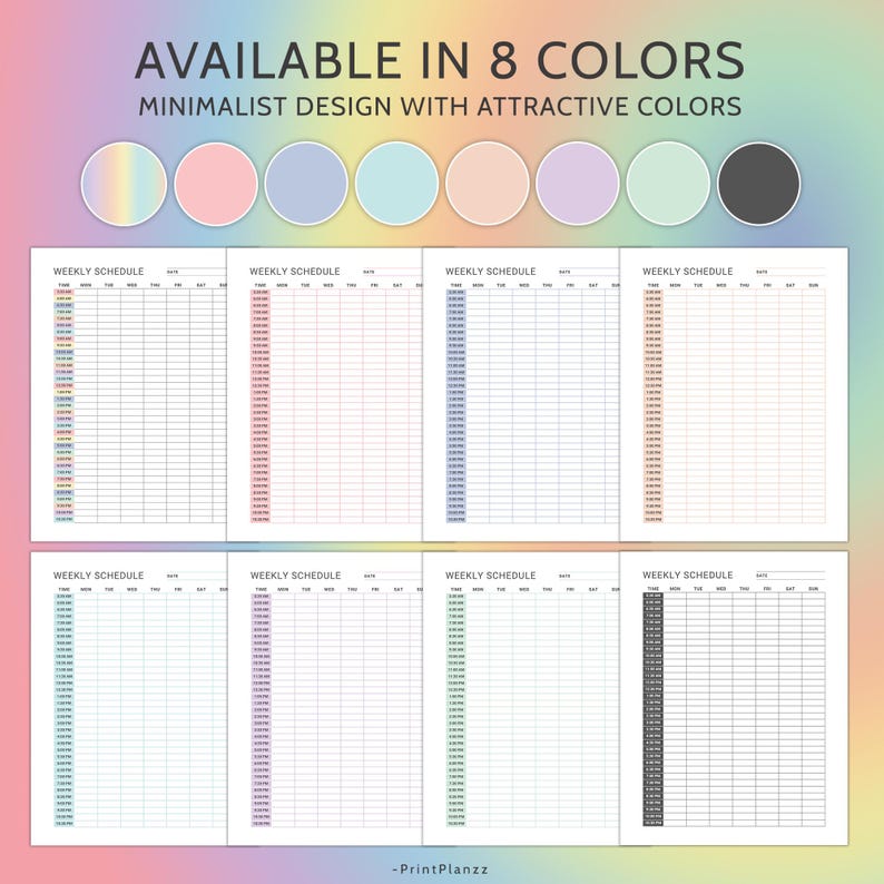 Half Hour Weekly Schedule Printable Weekly Schedule Template Editable ...