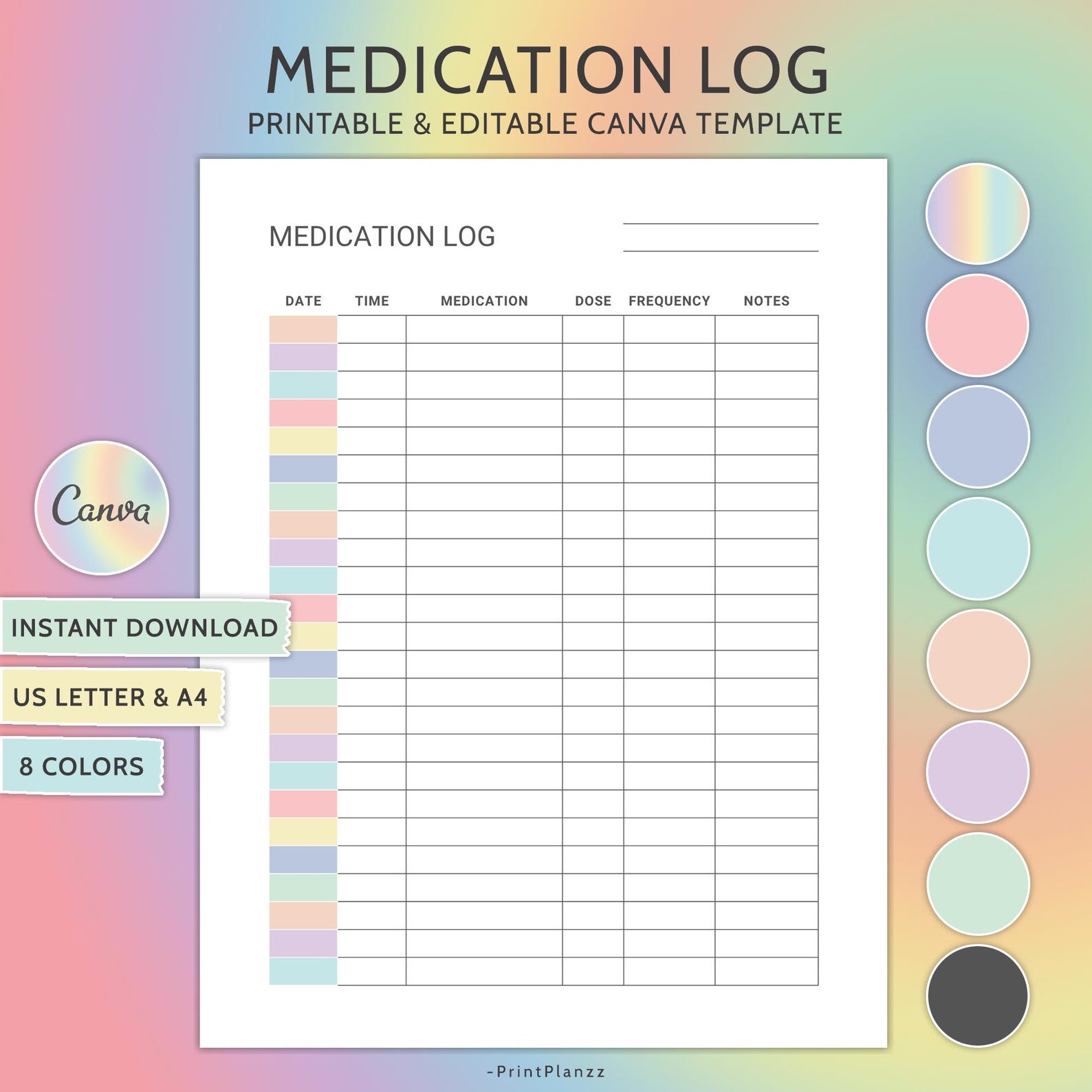 Medication Log Printable Daily Medication Tracker Medication Intake ...