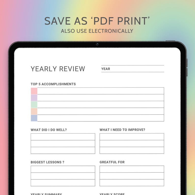 Yearly Review Template Yearly Reflection Annual Review Yearly Goals Review Editable Canva ...