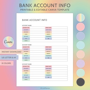 Bank Account Info Bank Account Tracker Bank Account Information ...