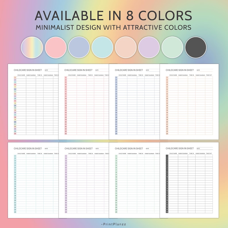 Editable Sign in Log Printable Childcare Sign in Sheet Childcare Daily ...