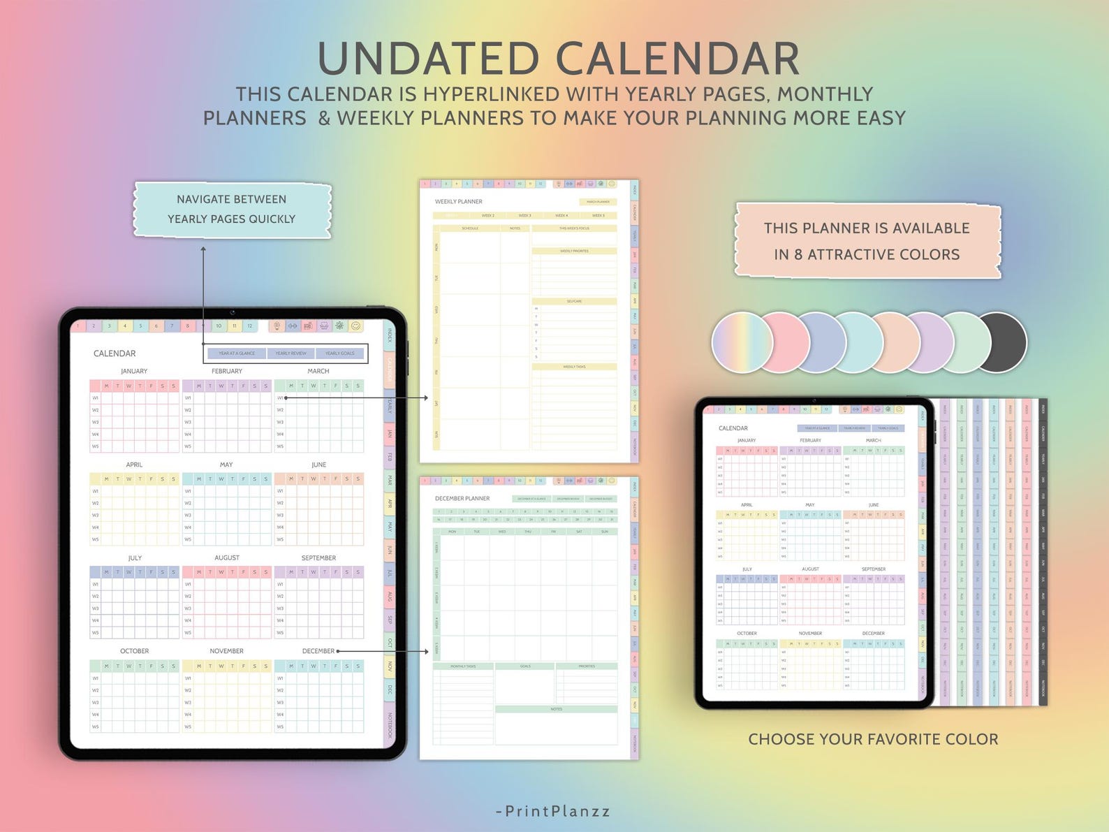 All in One Digital Planner Undated iPad & Android Planner Goodnotes ...