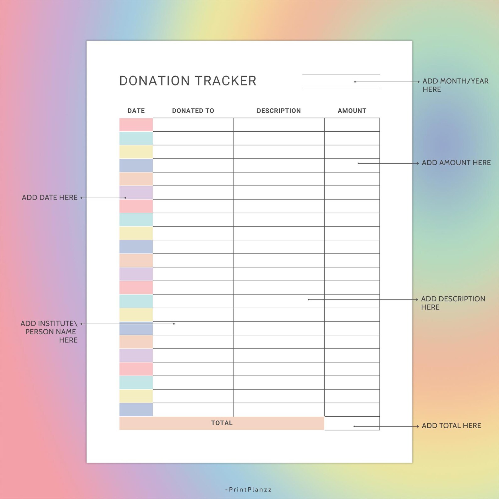 Donation Tracker Printable Tithe Tracker Charitable Donation Financial ...