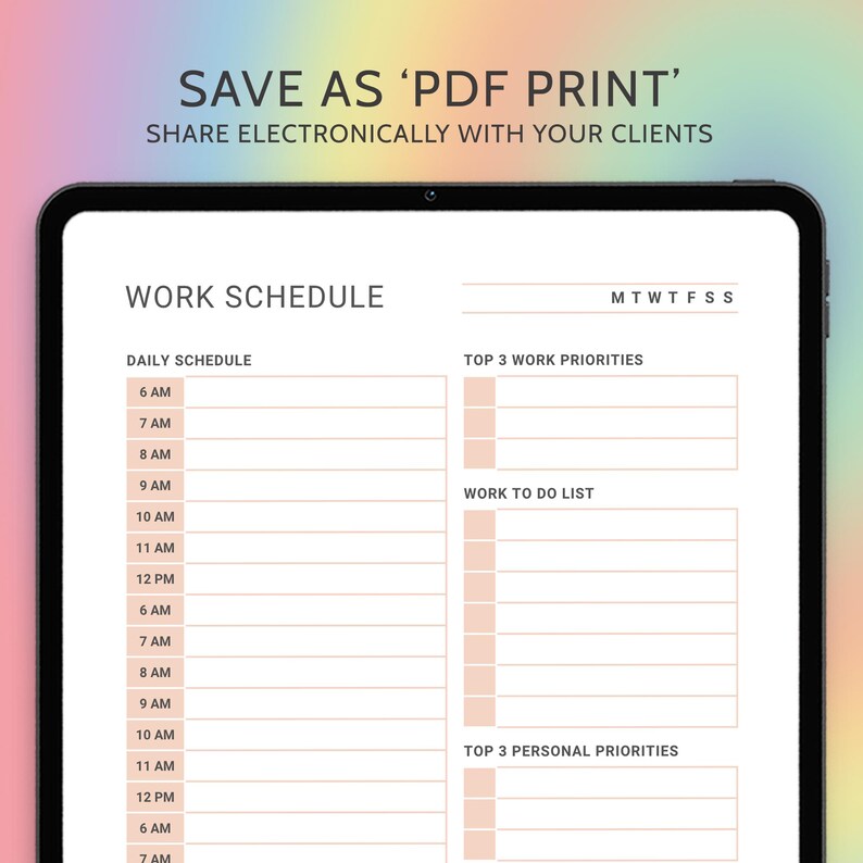 Work From Home Planner Personal Daily Planner Daily Hourly Schedule ...